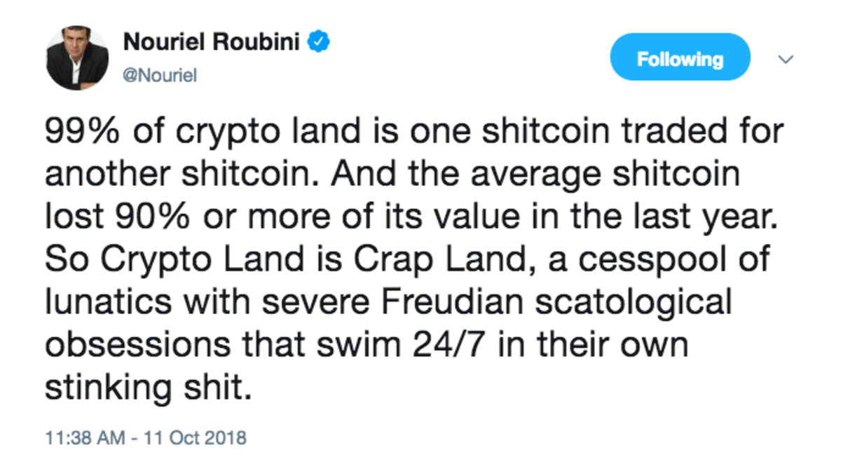 Nouriel Roubini Seems Undecided On Cryptocurrencies - Dealbreaker